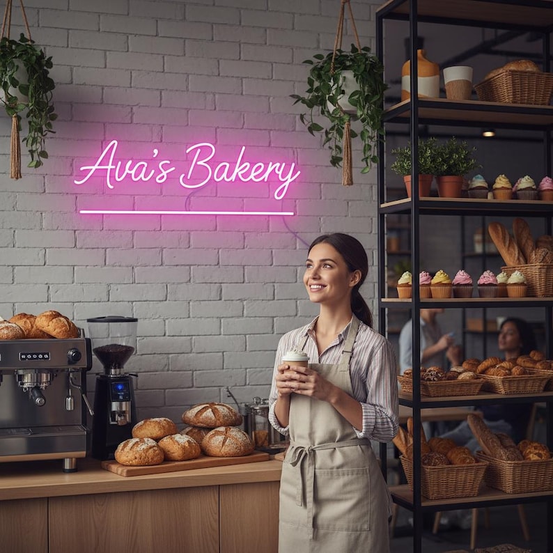 Personalized Bakery Name Neon Sign | Custom Shop Name Neon Light | Cafe ...