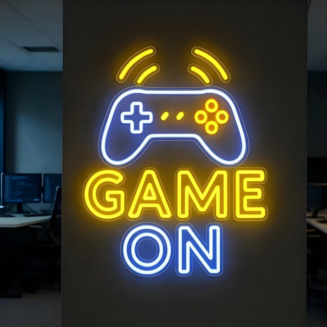 Game on LED Neon Sign | Game Controller Sign | Game on Neon Sign ...