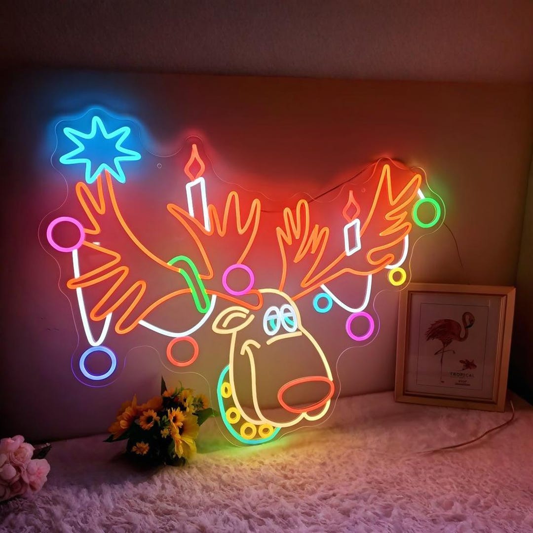 Reindeer Led Neon Sign | Acrylic Sign | Christmas Neon Sign | Led Neon ...