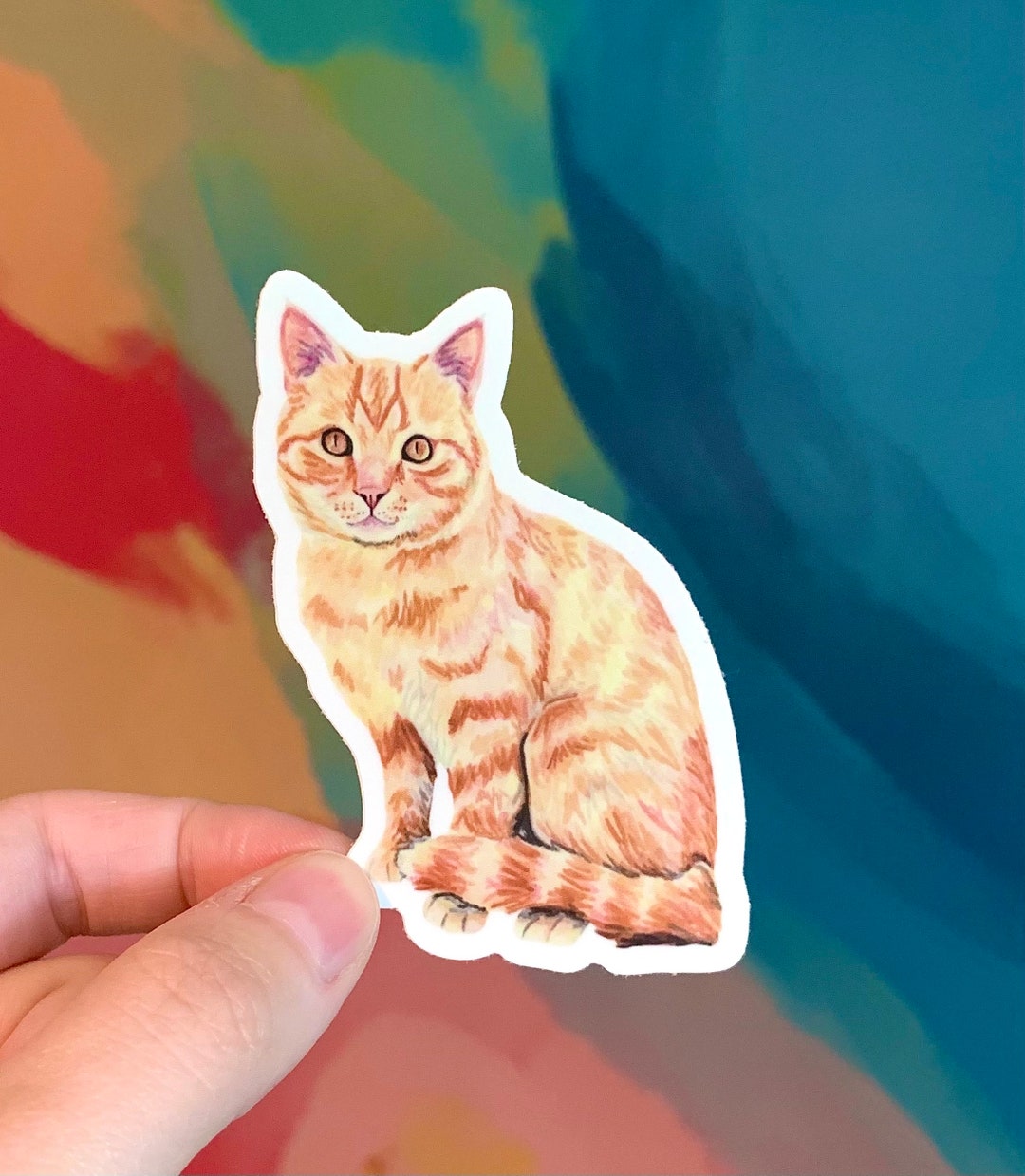 Orange Cat Sticker, Orange Cat Gift, Tabby Cat Sticker, Gift for Cat ...