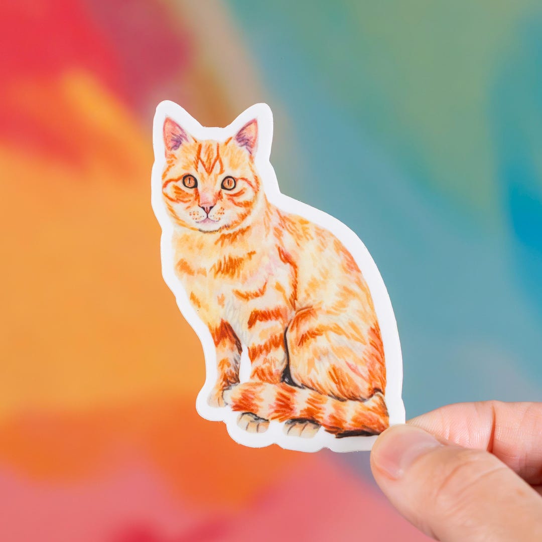 Orange Cat Sticker, Orange Cat Gift, Tabby Cat Sticker, Gift for Cat ...