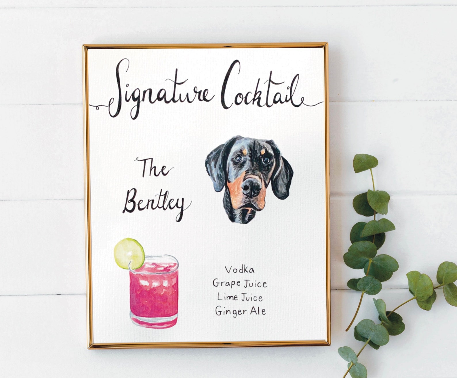 Signature Cocktail Sign Custom Drink Sign Watercolor Pet - Etsy
