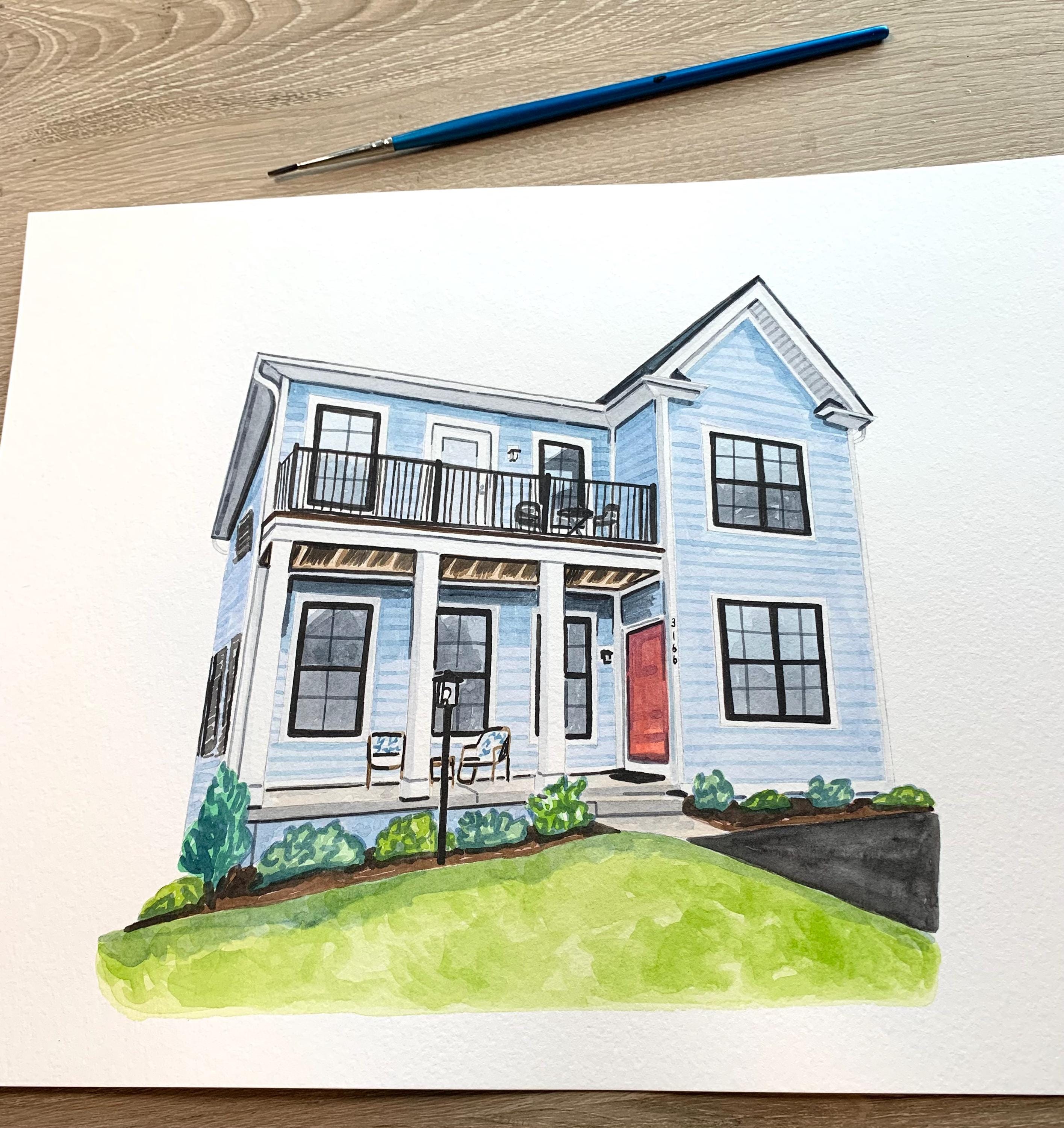 Custom House Painting, Watercolor House Painting, Home Painting ...