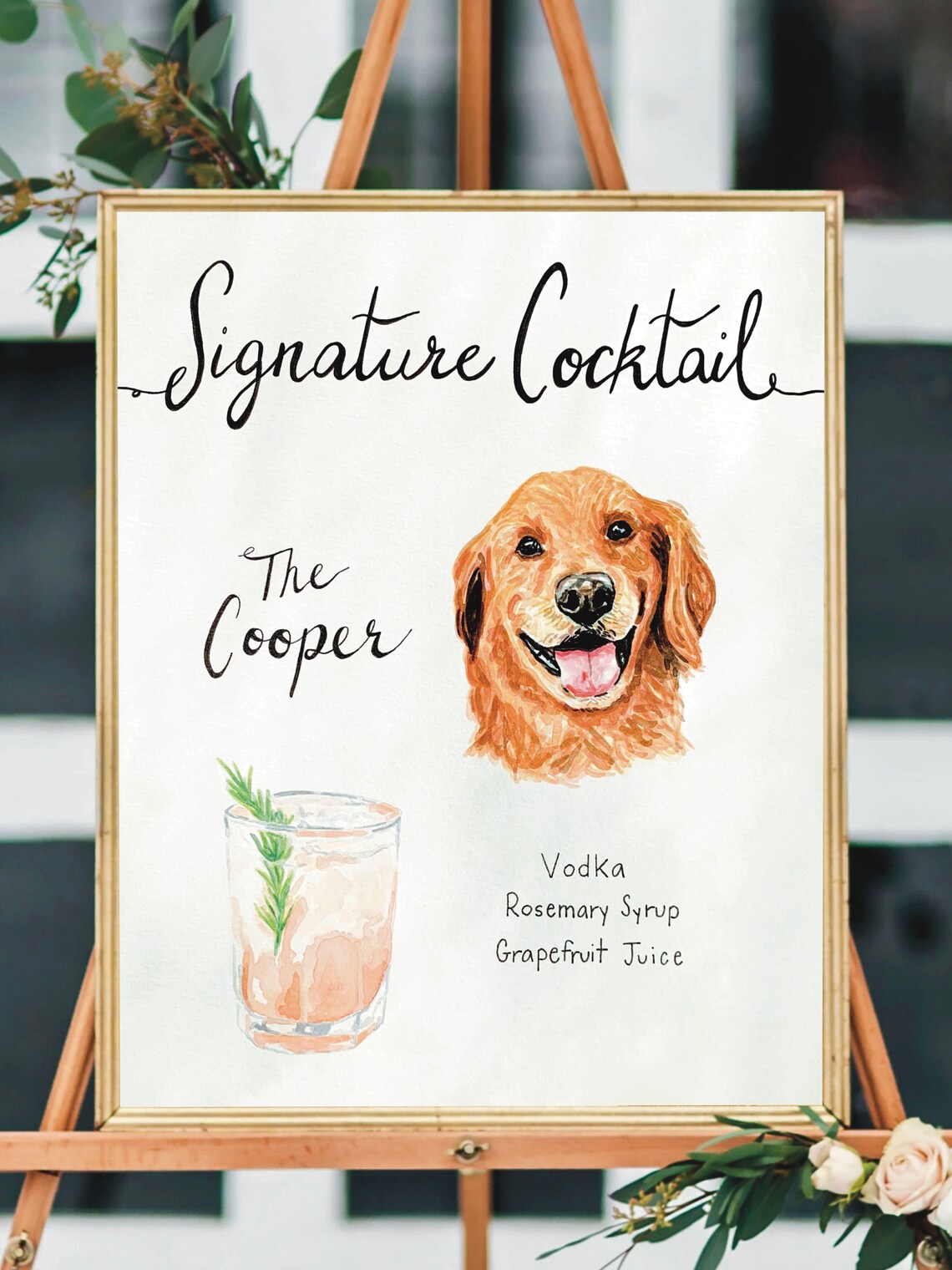 Signature Cocktail Sign Custom Drink Sign Watercolor Pet - Etsy