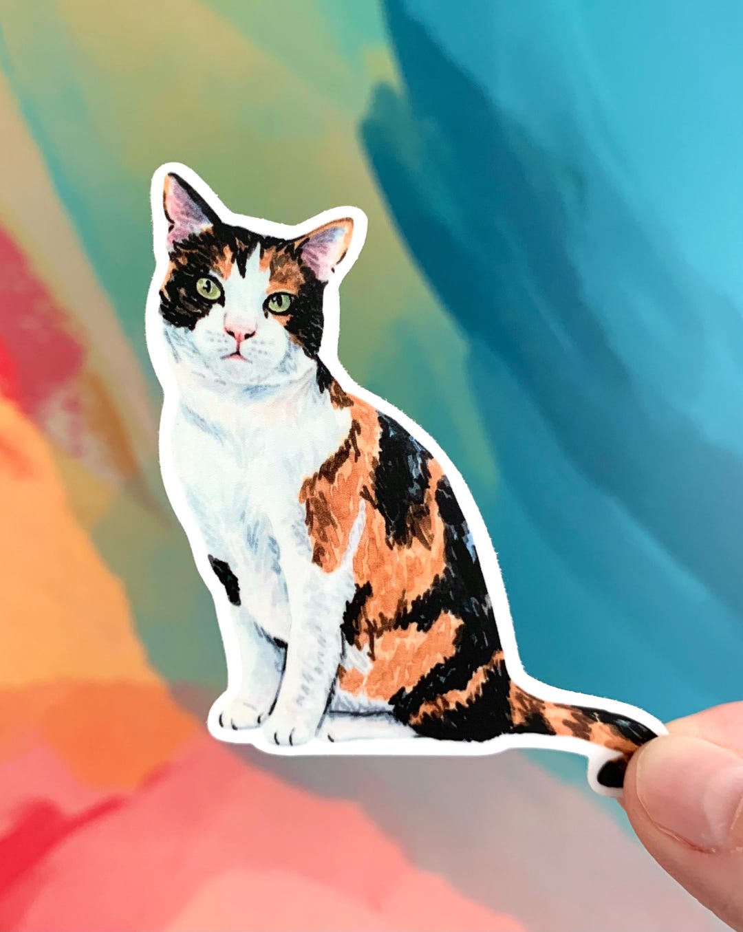 Calico Cat Sticker, Calico Cat Gift, Tricolor Cat Sticker, Gift for Cat ...