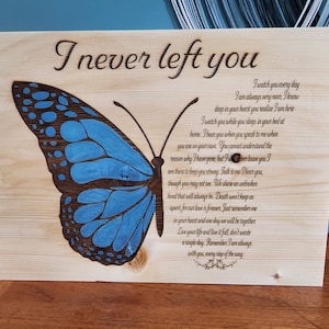 Blue Butterfly Memorial Poem,laser Engraved,wood Burned - Etsy