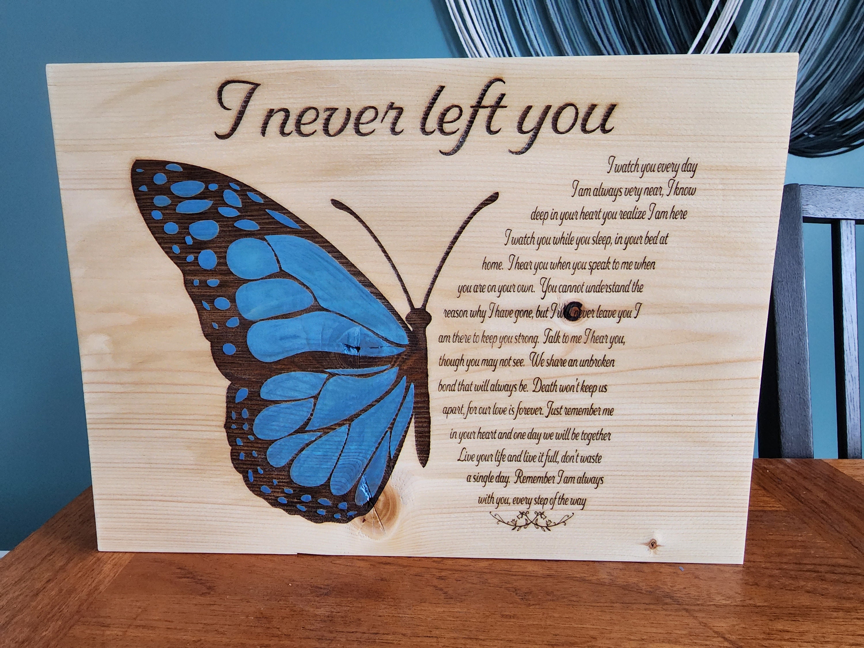 Blue Butterfly Memorial Poem,laser Engraved,wood Burned - Etsy