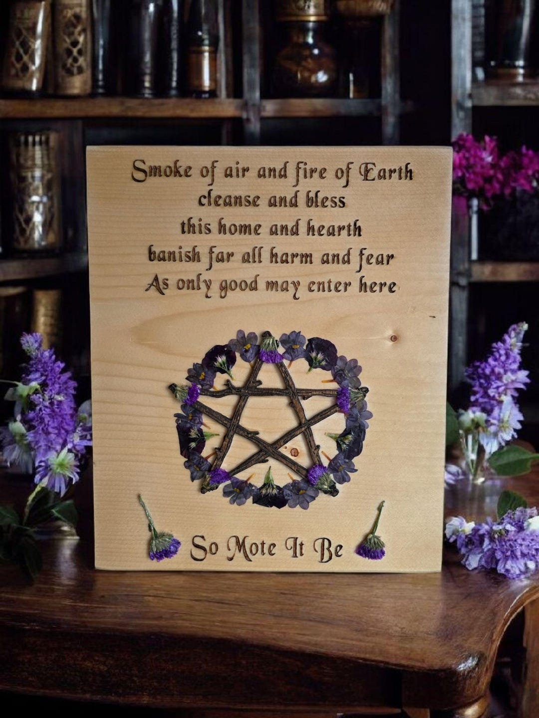 Wiccan House Blessing Plaque: Pentagram Wall Decor - Etsy Canada