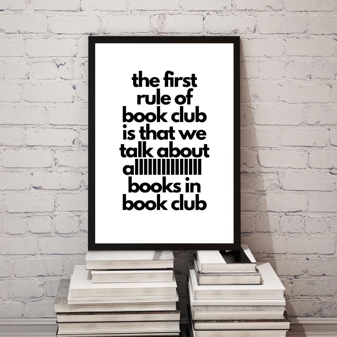 The First Rule of Book Club Matte 11x17 Poster, Bookish Art, Reading ...
