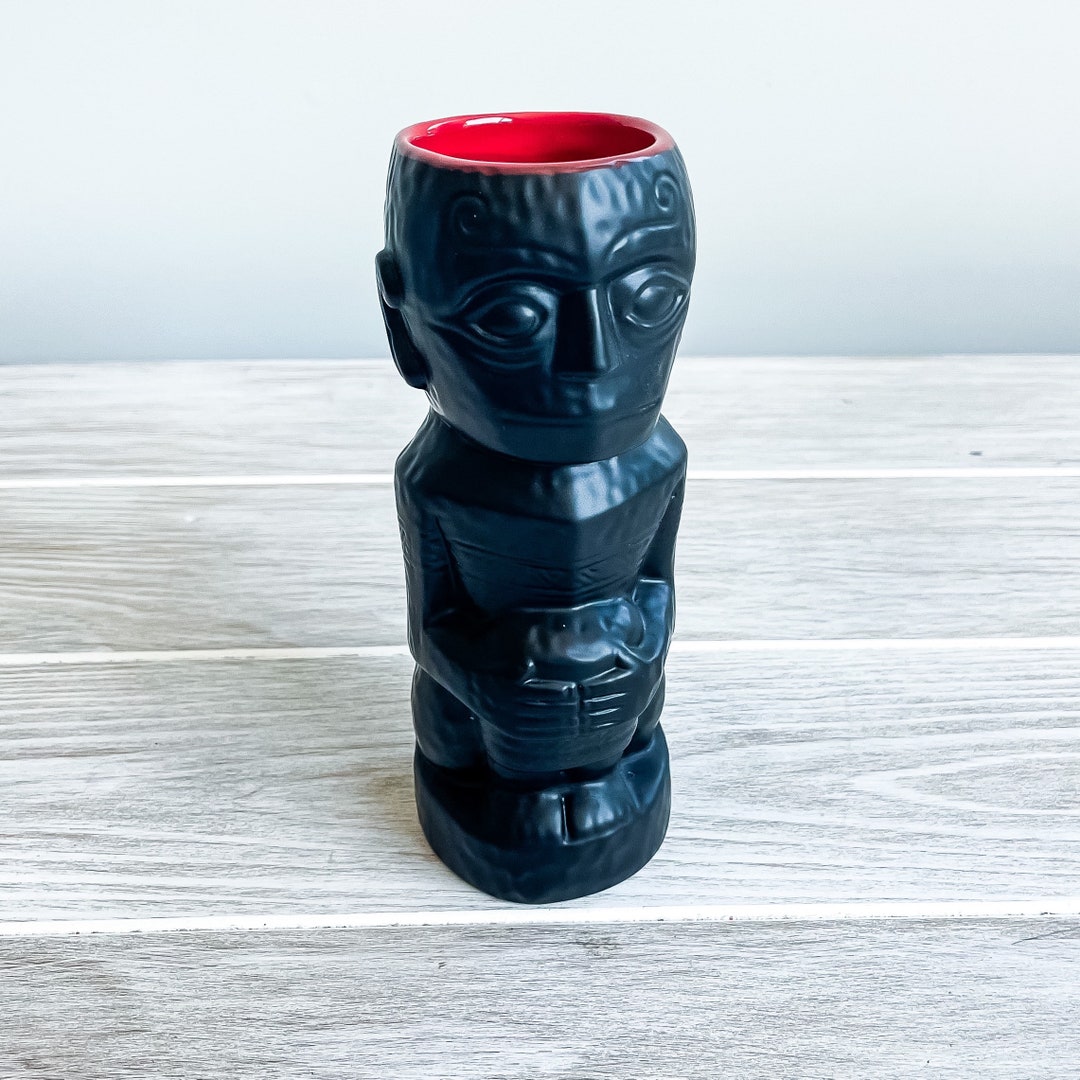 Very Rare Tiki Farm Seated Man Tiki Mug, Matte Charcoal, Red Gloss ...
