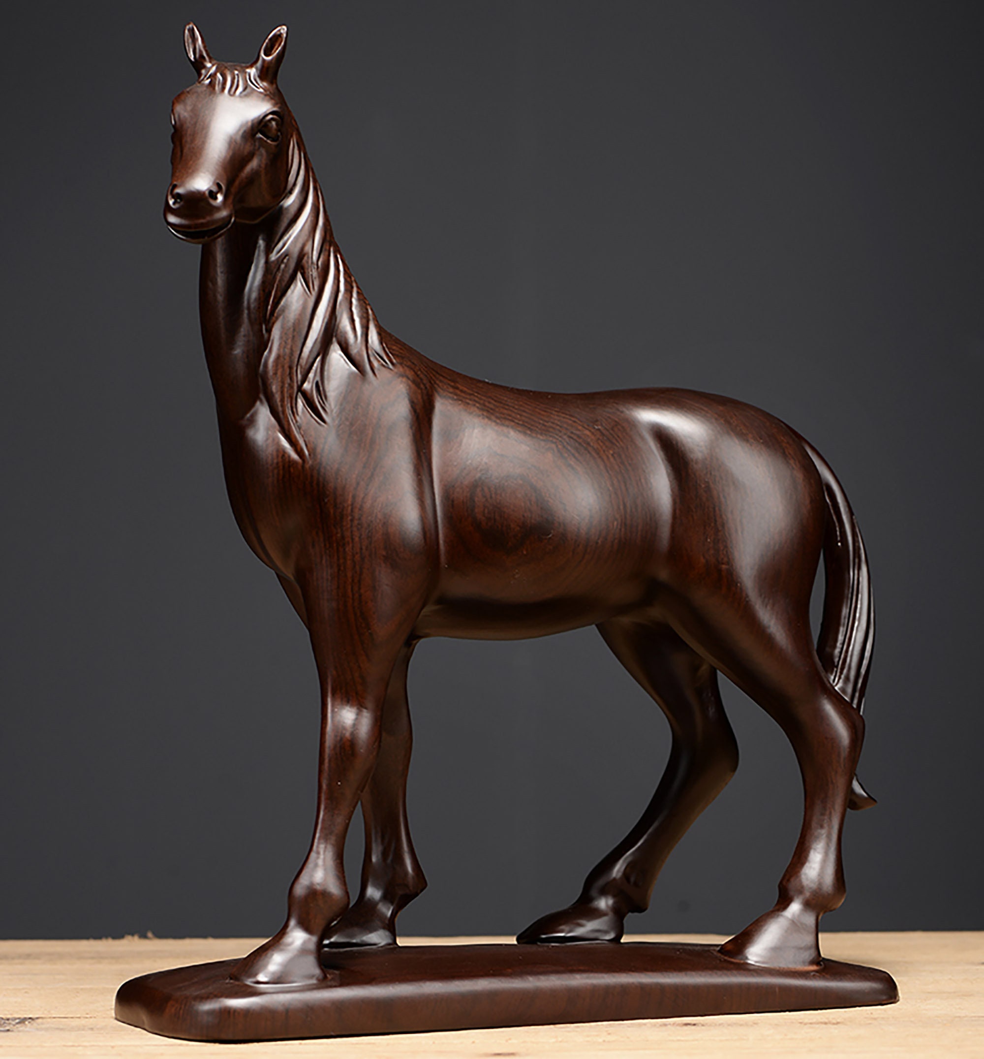 Wood Carving Horse Wood Horse Statue-home Decor Statues, Figurines ...