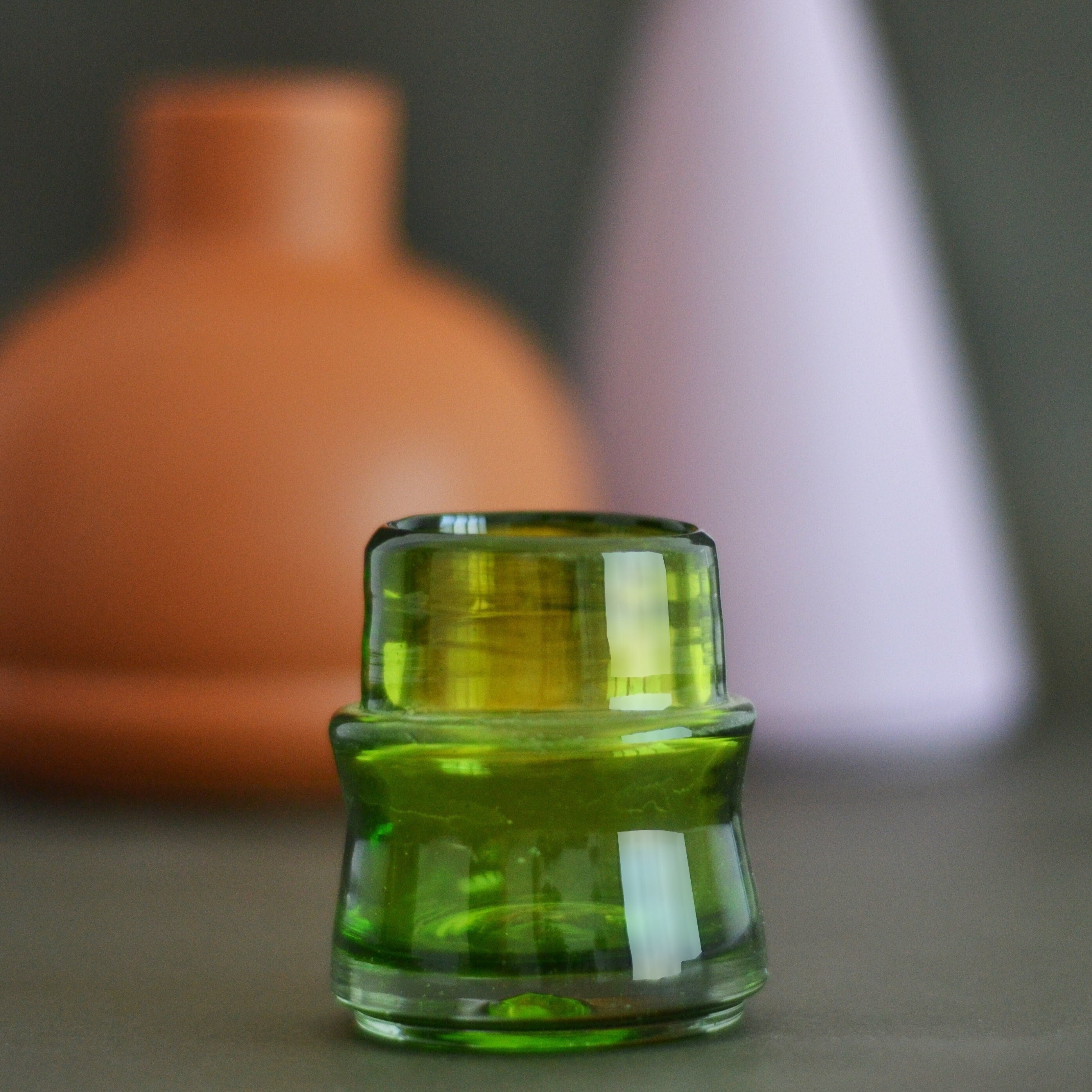 6 Mezcal Tequila Glasses Green Glass Set of 6 Glasses 6x6cm - Handmade ...