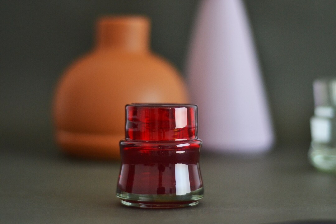 6 Mezcal Tequila Glasses Red Glass Set of 6 Glasses 6x6cm - Handmade ...