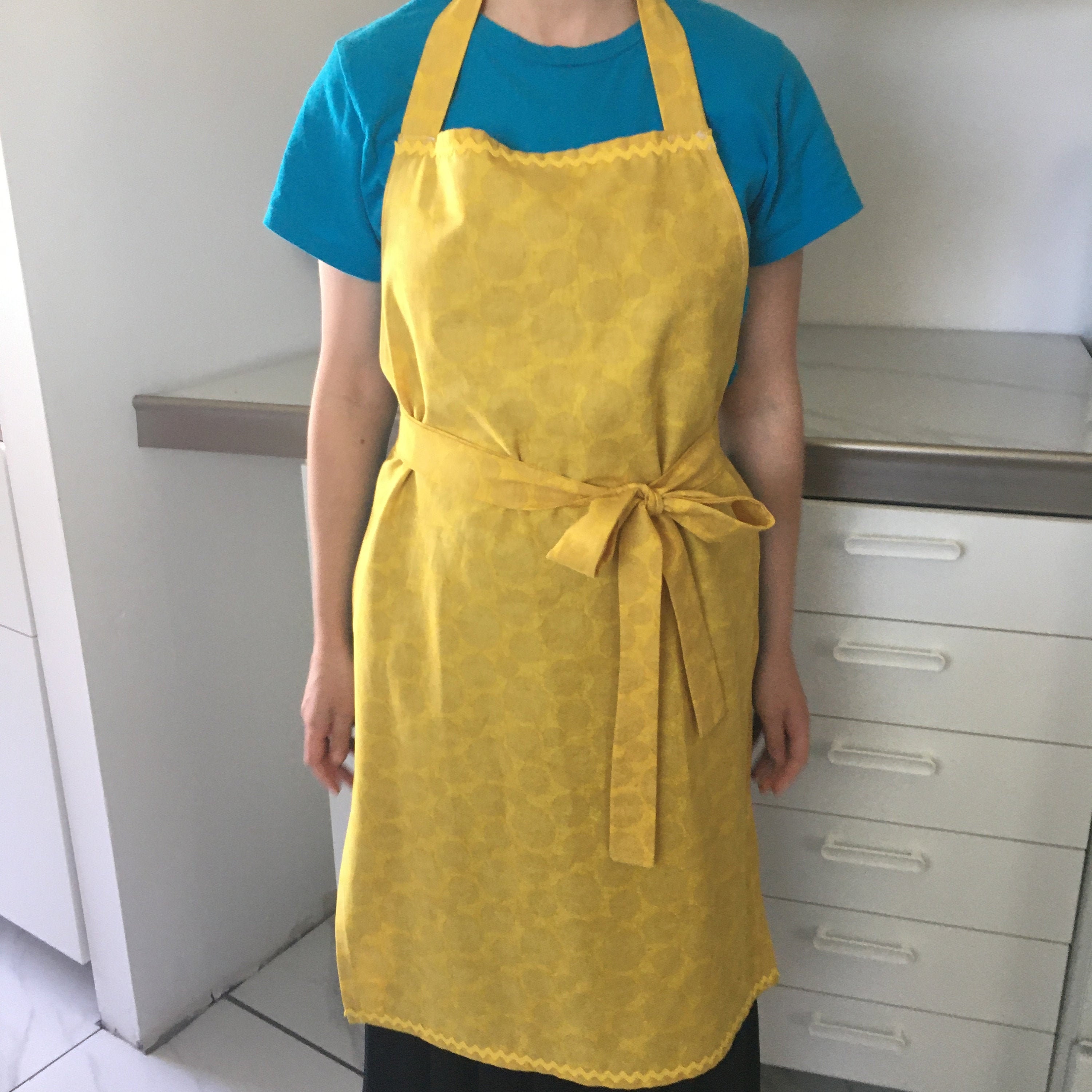 Handmade Cotton Apron Yellow Apron Yellow Polka dots Apron | Etsy