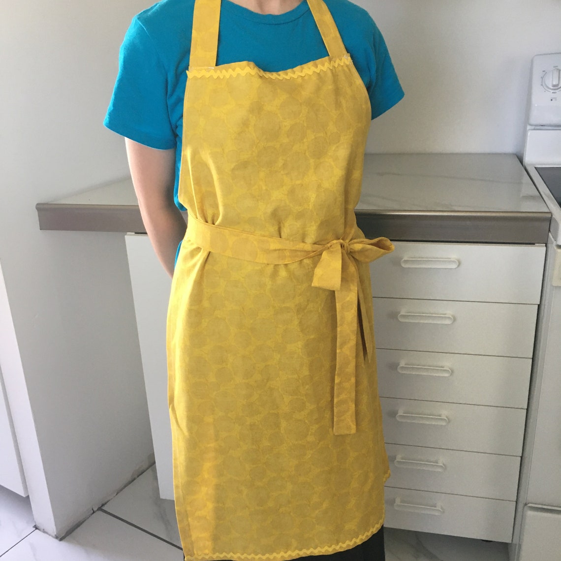 Handmade Cotton Apron Yellow Apron Yellow Polka dots Apron | Etsy