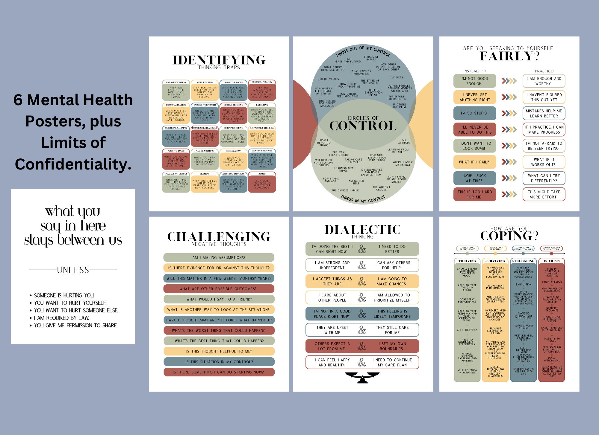 DIGITAL Mental Health Posters Therapy Office Decor Psychologist ...