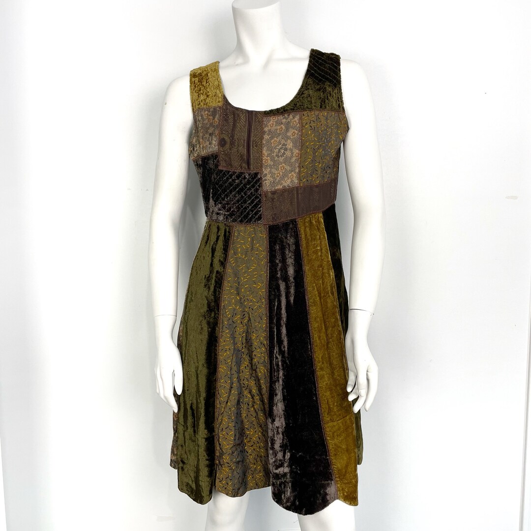 Vintage René Derhy Fairy Grunge Patchwork Velvet Boho Dress - Etsy
