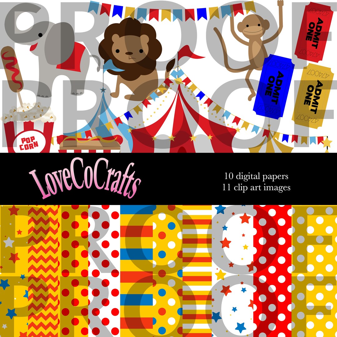 Circus Digital Paper and Clip Art Images - Etsy