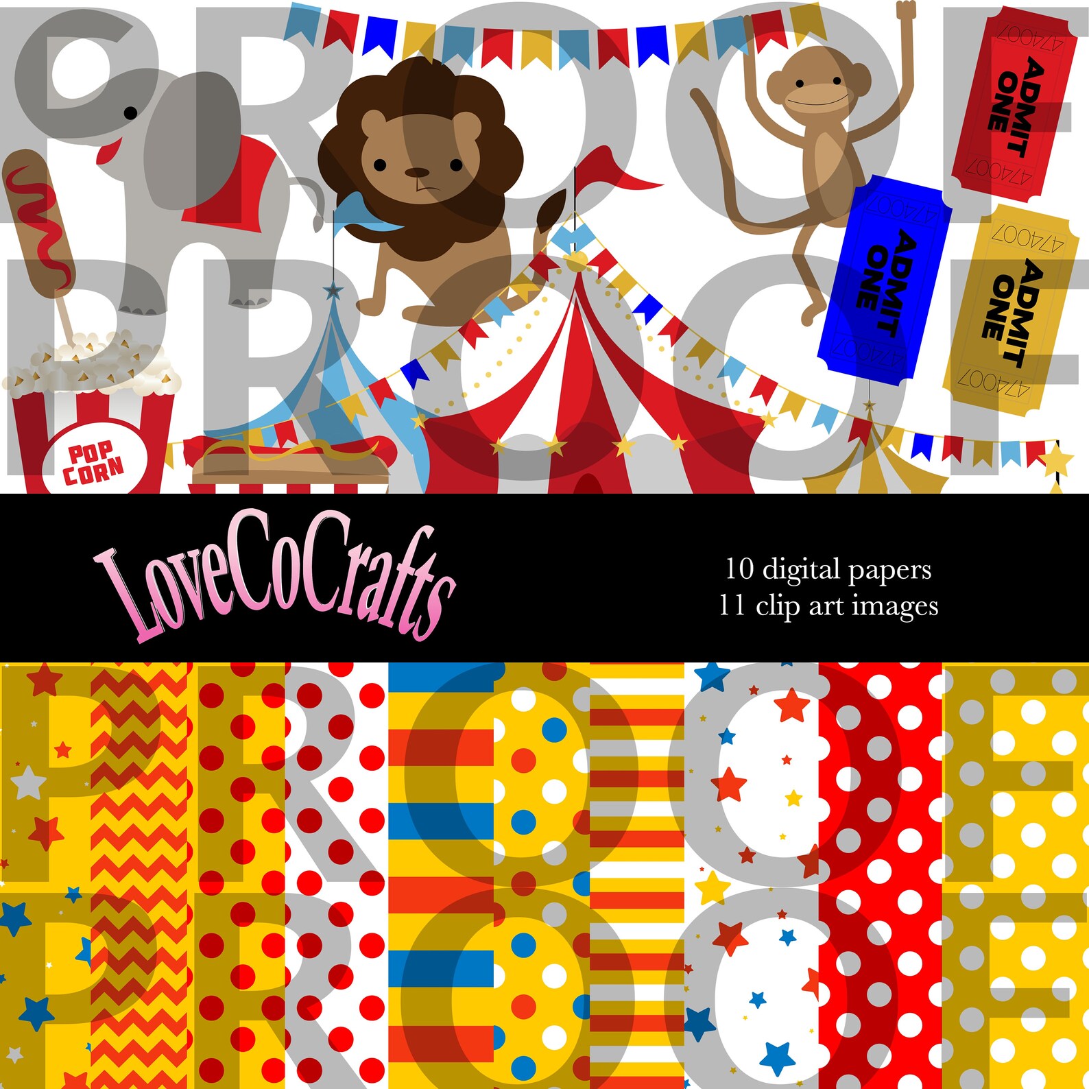 Circus Digital Paper and Clip Art Images | Etsy