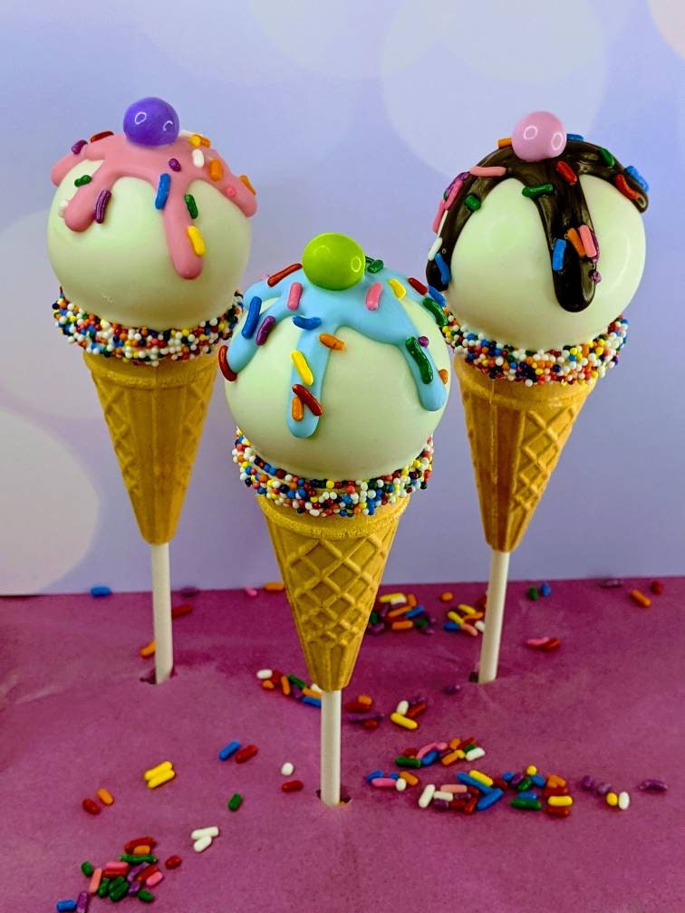 A Dozen 12 Cake Pop Ice Cream Cones - Etsy