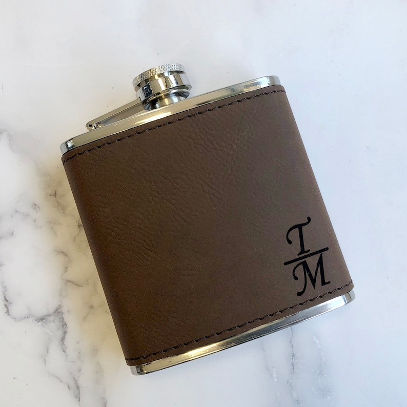 Personalized Leather Flask, Wedding Flask, Engraved Flask, Hip Flask ...