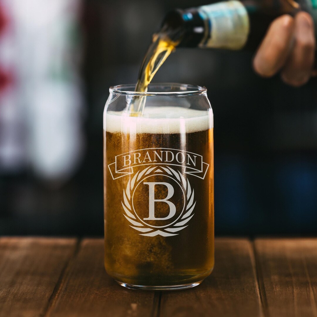 Beer Can Glass, Personalized Glasses, Custom Beer Glass, Engraved Beer ...