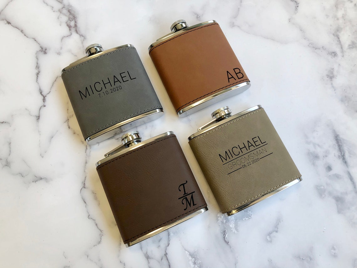 Personalized Leather Flask, Wedding Flask, Engraved Flask, Hip Flask ...