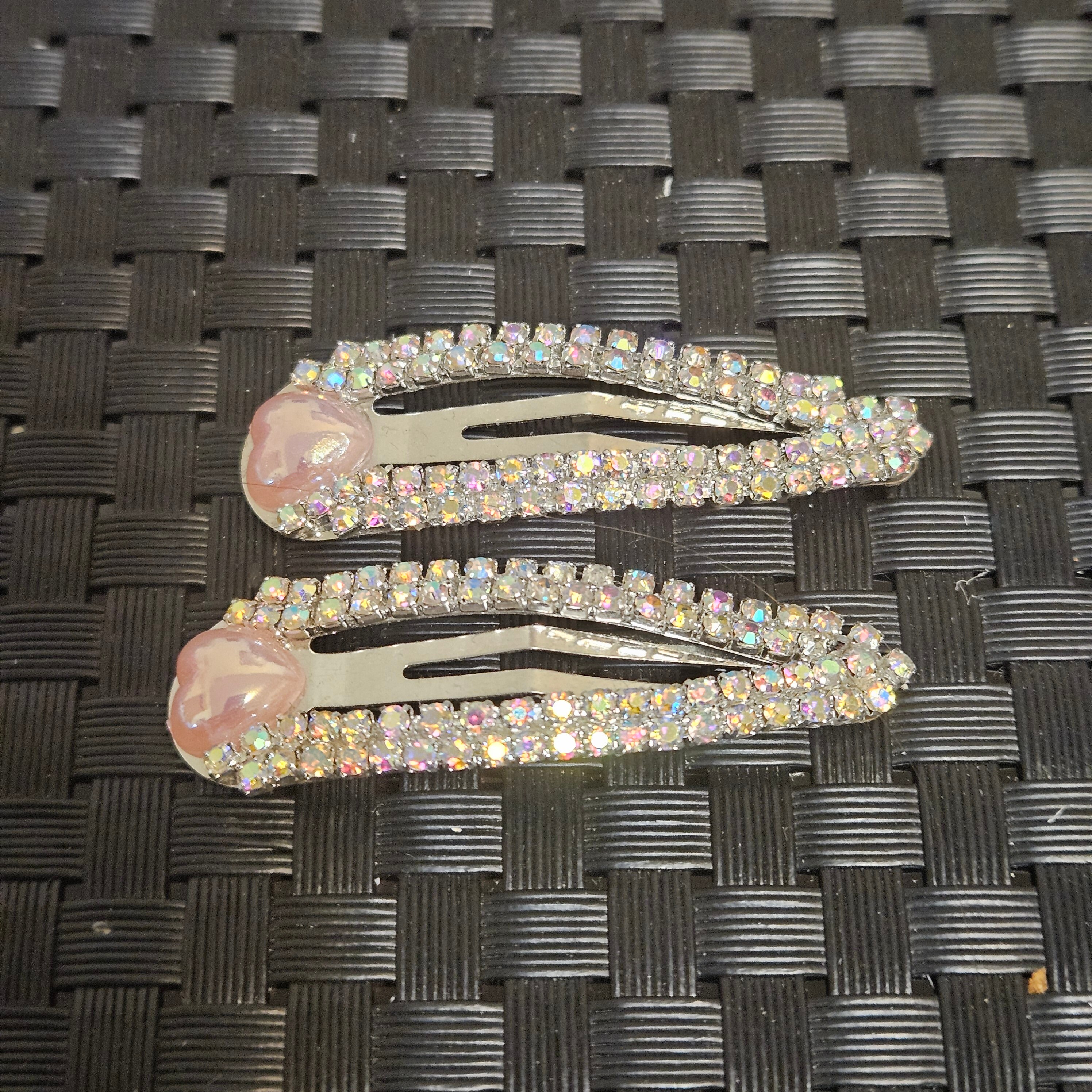 Crystal Gemstones With Heart Clips Set of 2 Handmade Clips Great for ...