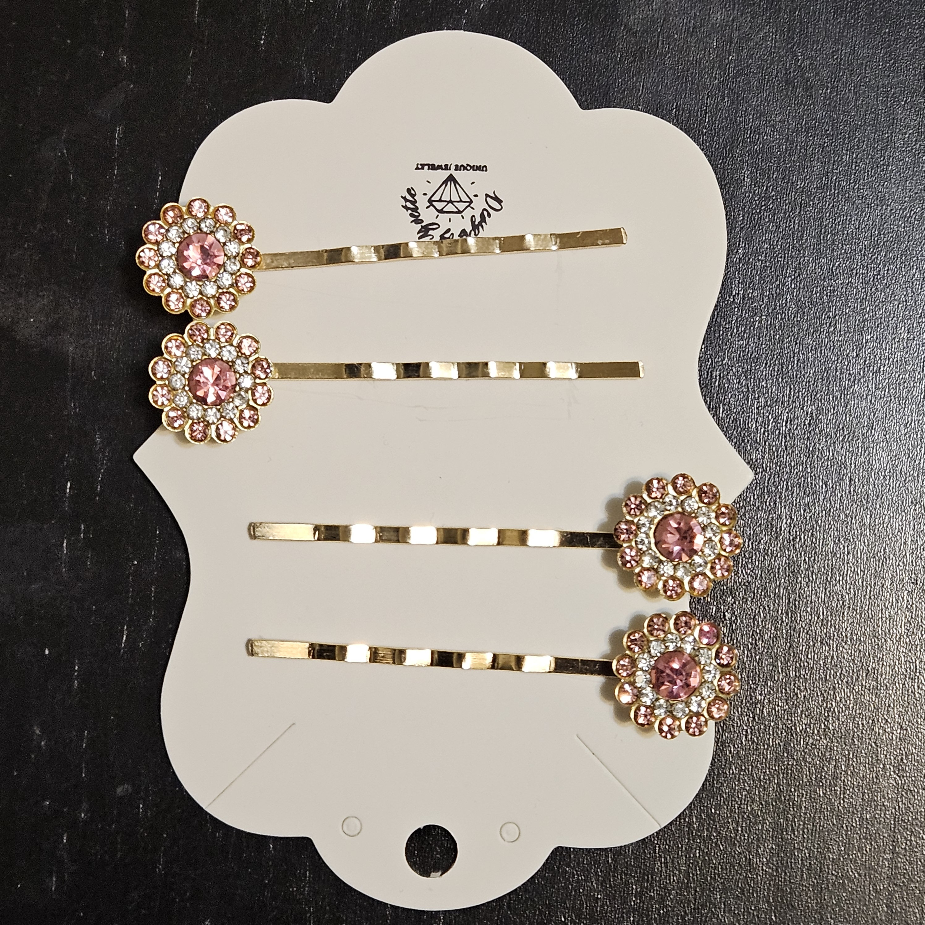 Floral Crystal Bobby Pins - Set of 4 - Various Colors - Weddings, Prom ...