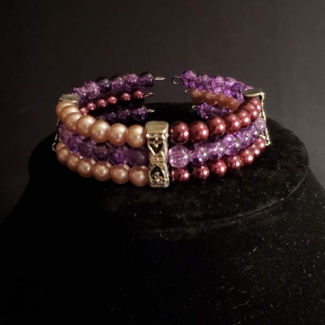Multi Colored Purple Cuff Bracelet - Etsy