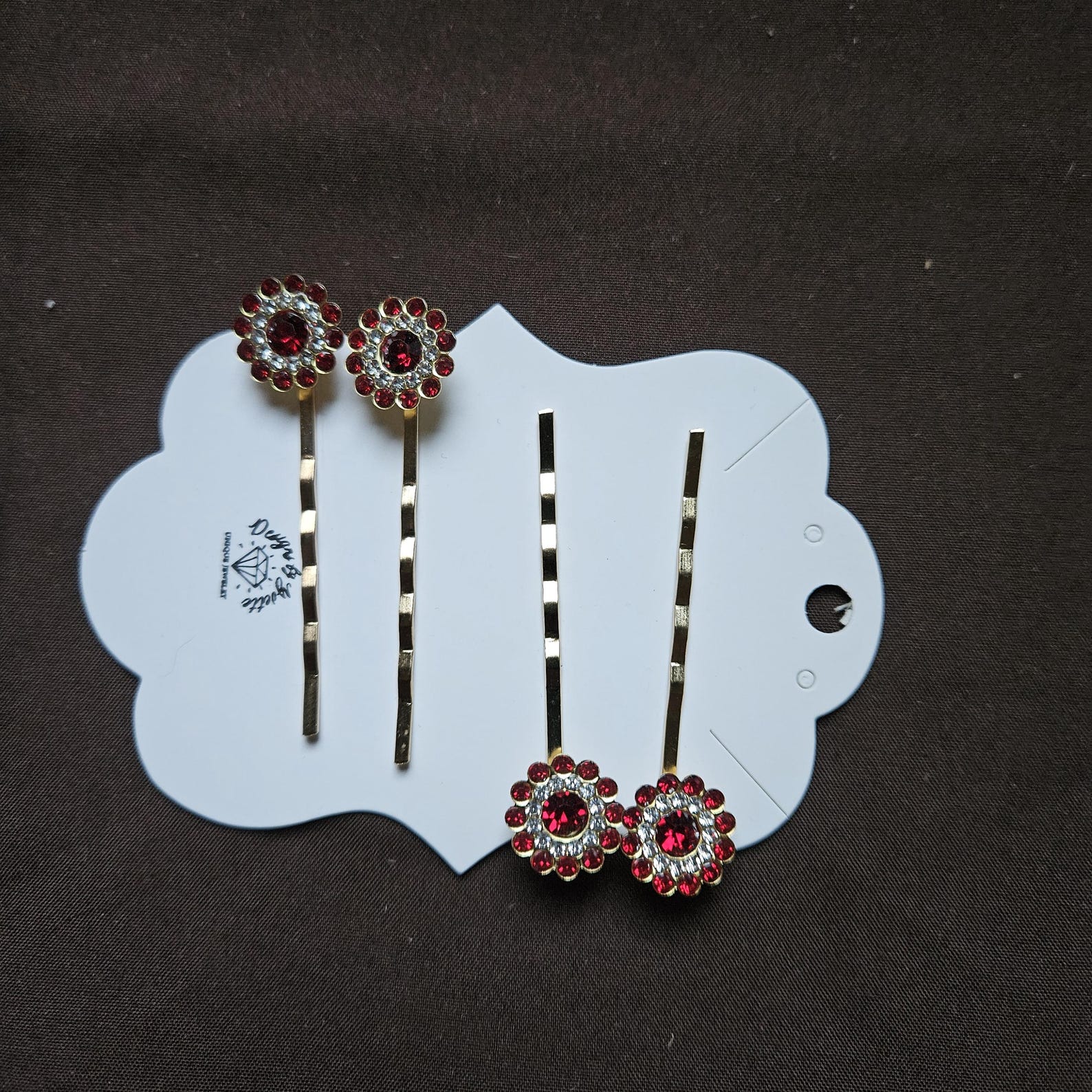 Floral Crystal Bobby Pins - Set of 4 - Various Colors - Weddings, Prom ...