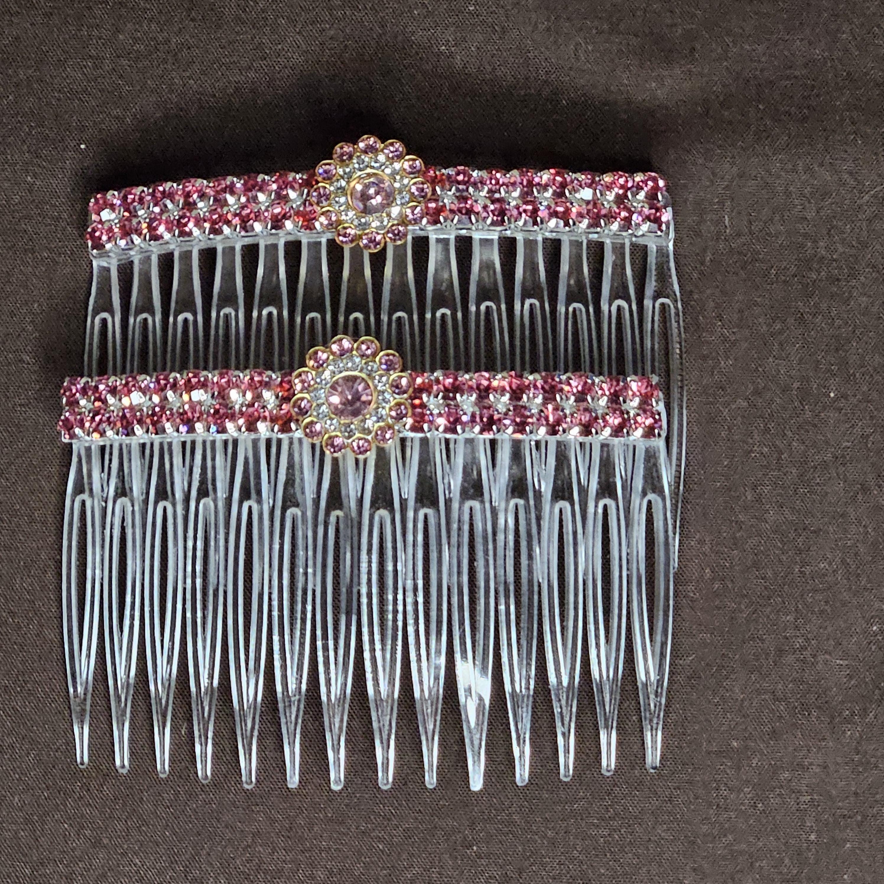 Handmade Floral Crystal Hair Combs - Set of 2 - Etsy