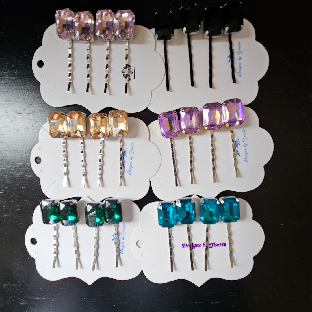 Acrylic Gemstone Bobby Pins - Set of 4 - Weddings, Prom, & Everyday - Etsy
