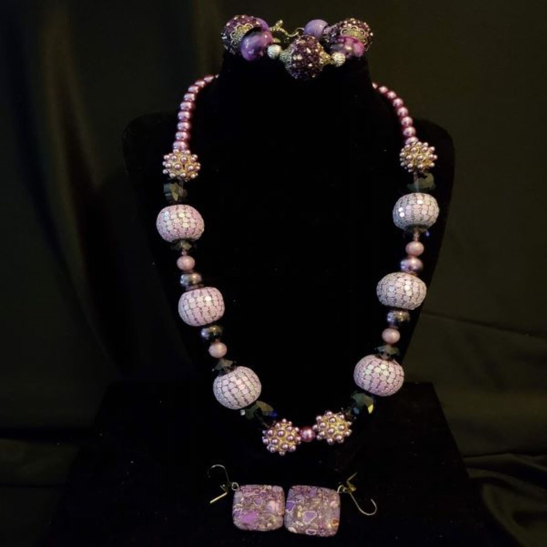 Purple Necklace Set - Etsy