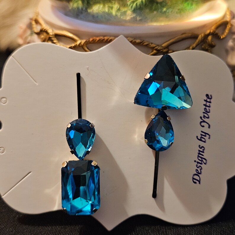 Blue Gemstone Bobbie Pins Set of 2 Perfect for Everyday - Etsy