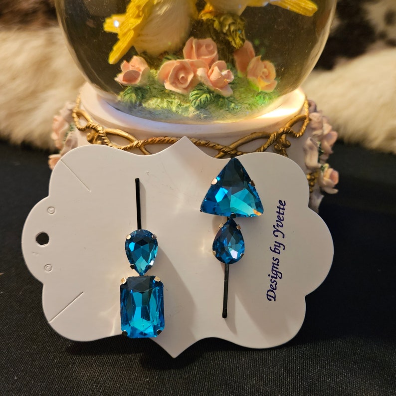 Blue Gemstone Bobbie Pins Set of 2 Perfect for Everyday - Etsy