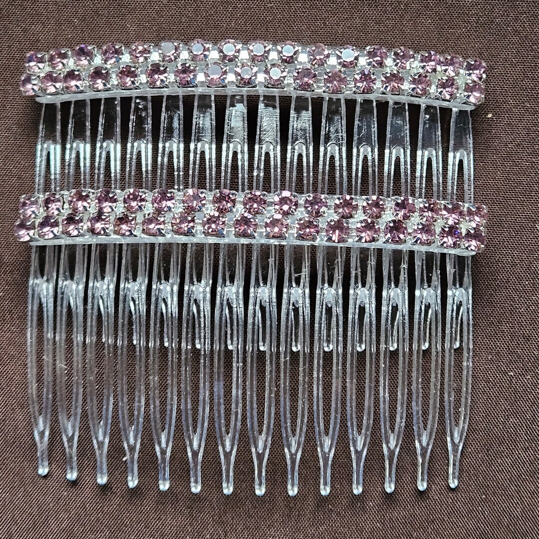 Handmade Light Purple Crystal Hair Combs - Set of 2 - Etsy