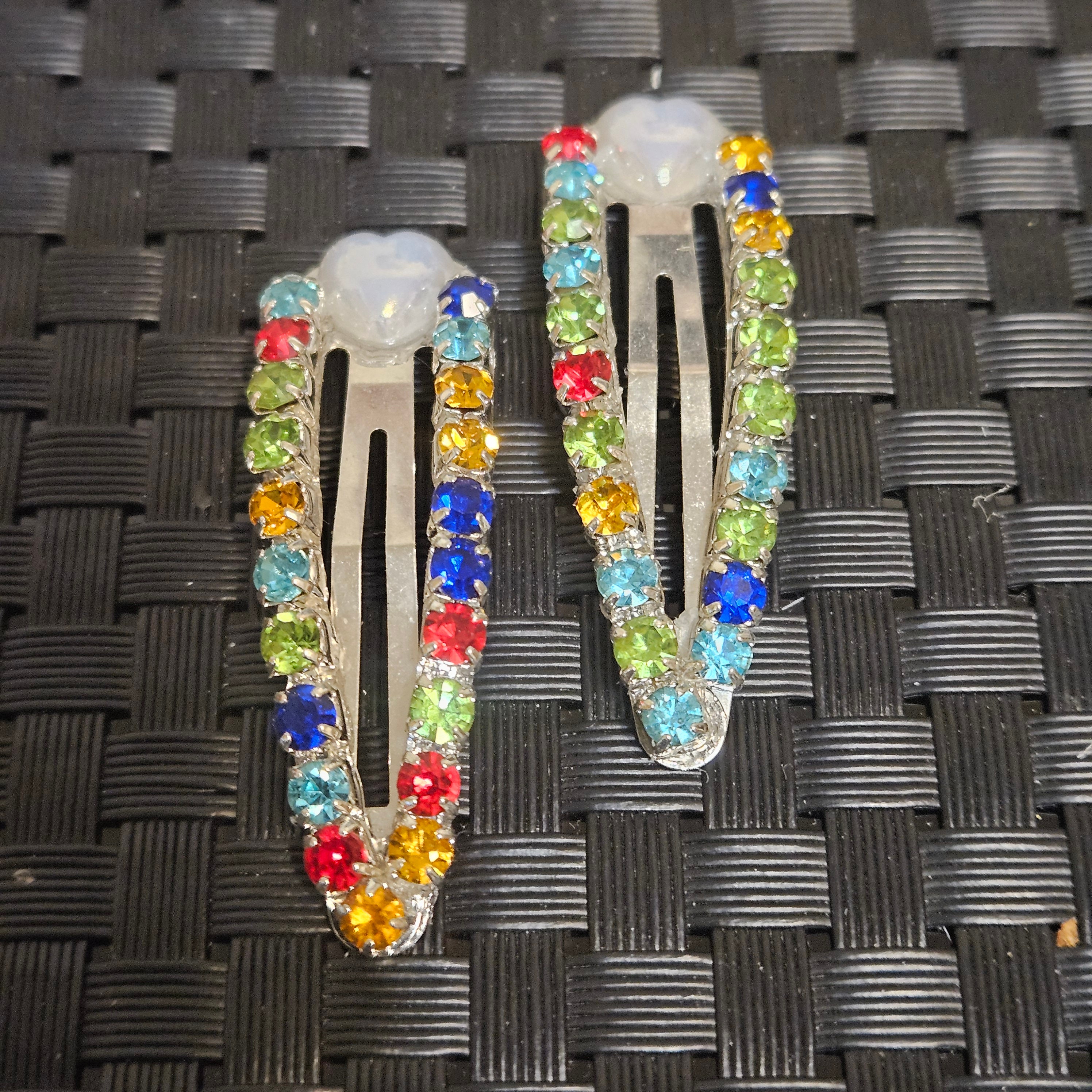 Crystal Gemstones With Heart Clips Set of 2 Handmade Clips Great for ...