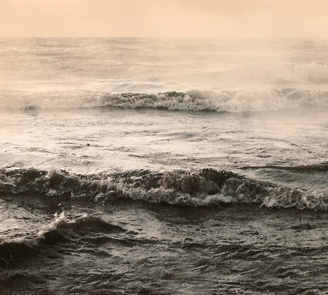 Moody Ocean Wall Art, Ocean Waves Art Print, Beach Sunset - Etsy