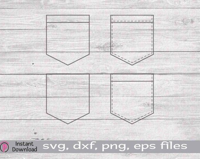 Shirt Pocket Vector Clipart Set / Outline & Stamp Drawing Graphic ...