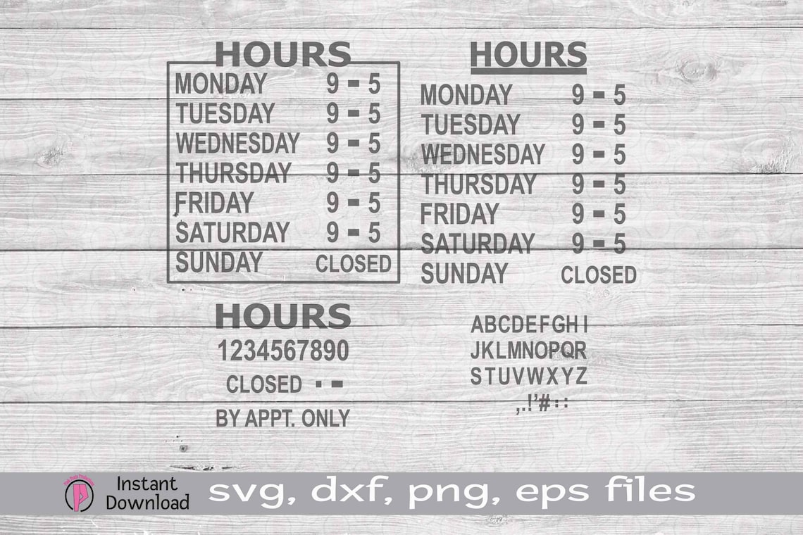 Business Hours Svg Png Hours of Operations Business Sign - Etsy