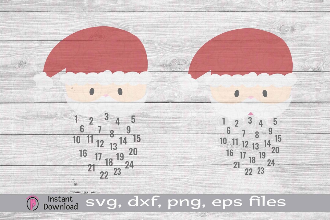 Santa Beard Count Down Svg, Christmas Count Down Svg, Advent Calendar ...