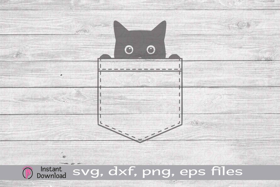 Cat Pocket SVG, Peekaboo Cat Cut File, Peeking Kitten SVG, Cat Pocket ...