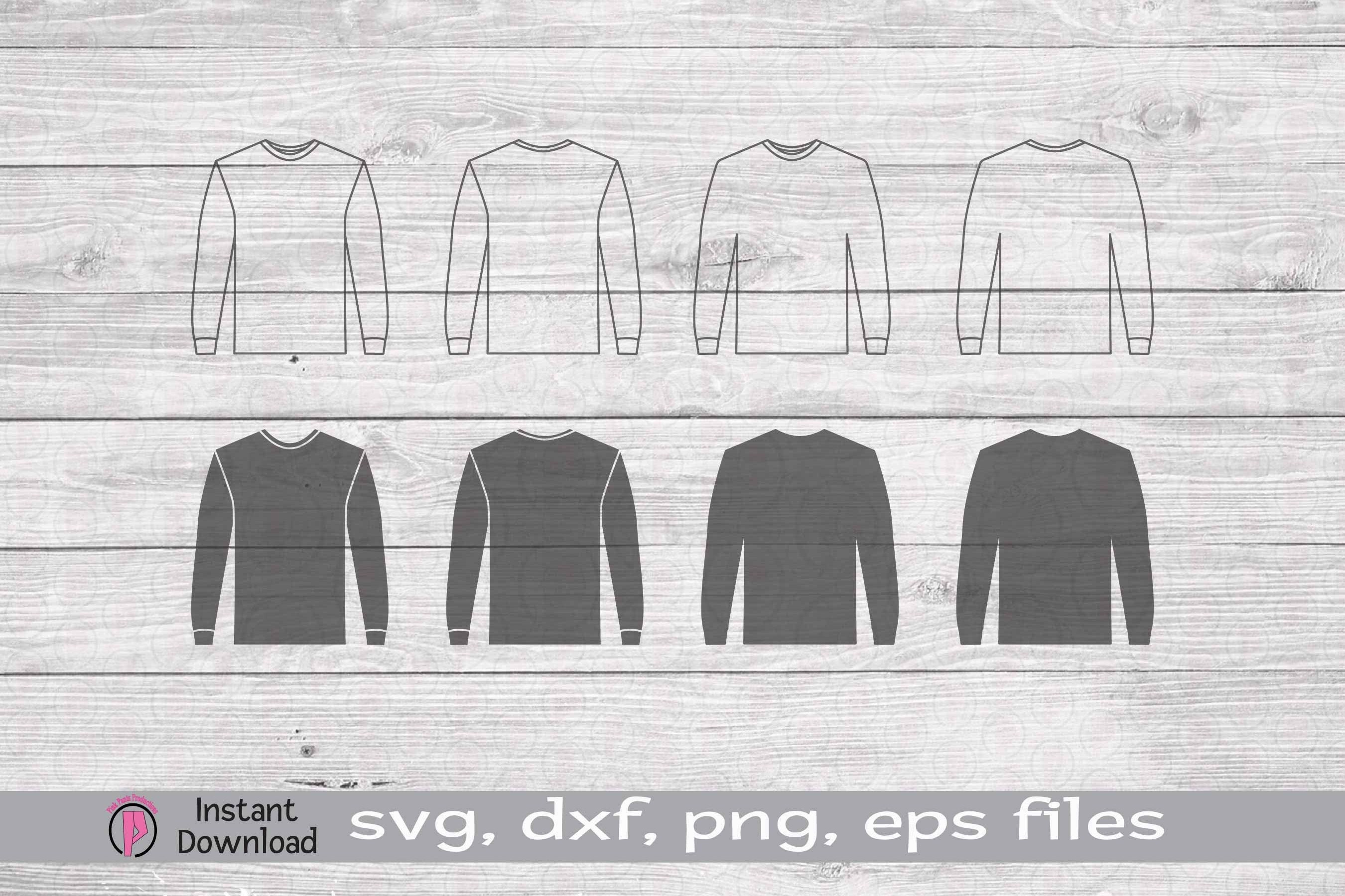 Long Sleeve T-shirt Svg, Tee Vector, Unisex Tee Clip Art, Long Sleeve T ...