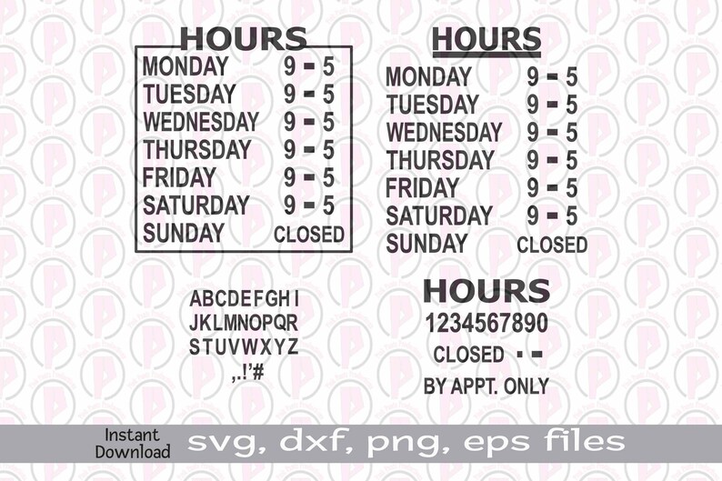 Business Hours svg png Hours of Operations Business Sign | Etsy