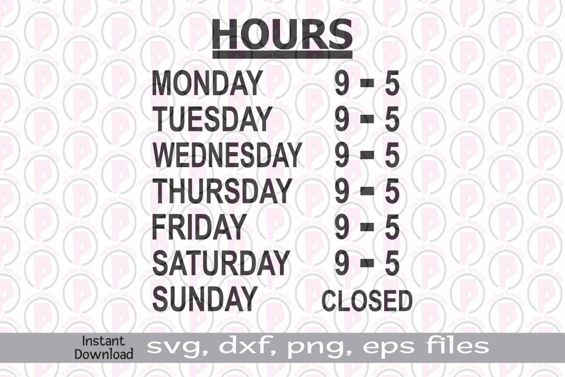 Business Hours Svg Png Hours of Operations Business Sign - Etsy