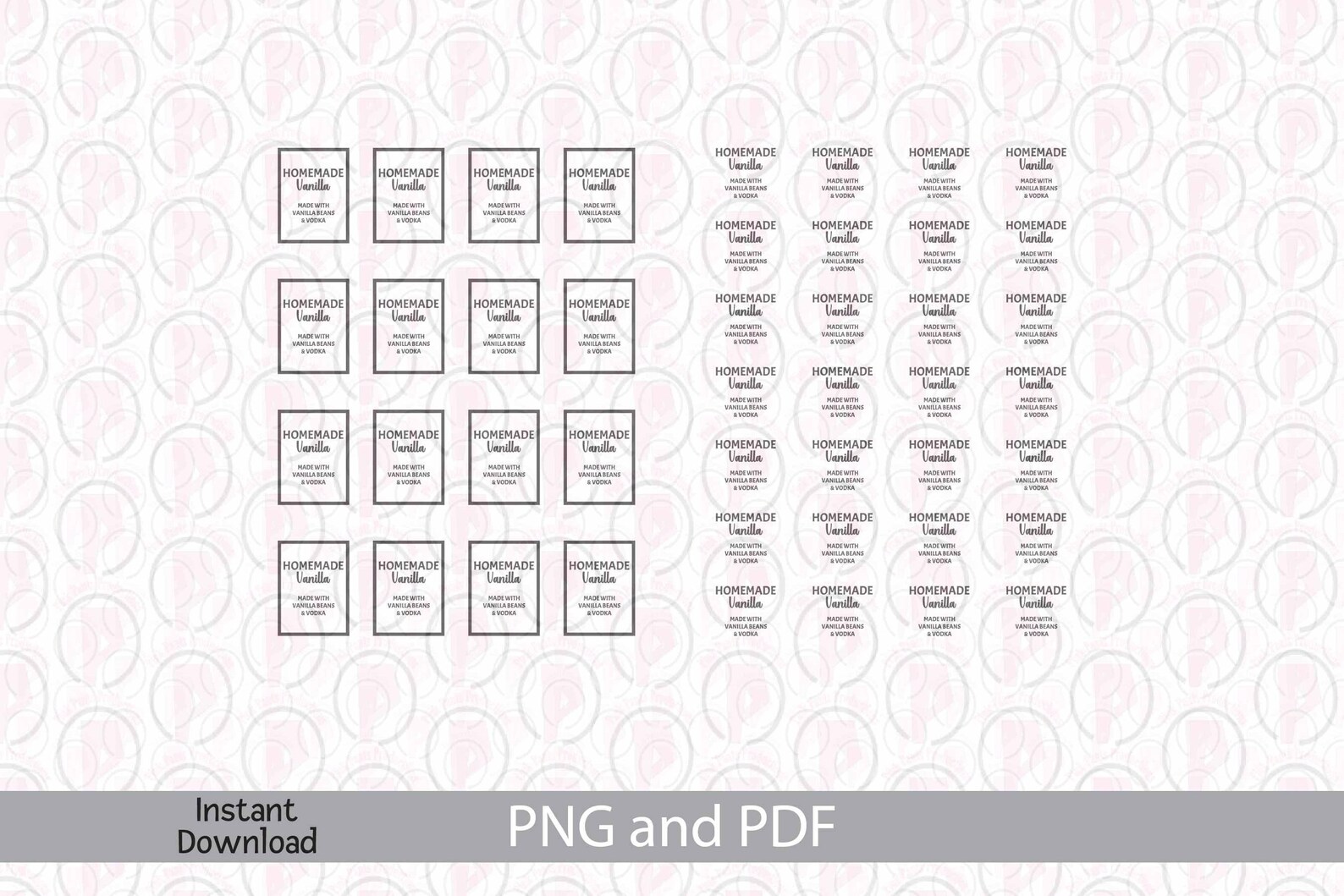 Vanilla Labels PNG PDF, Printable Vanilla Labels, Labels for Sticker ...