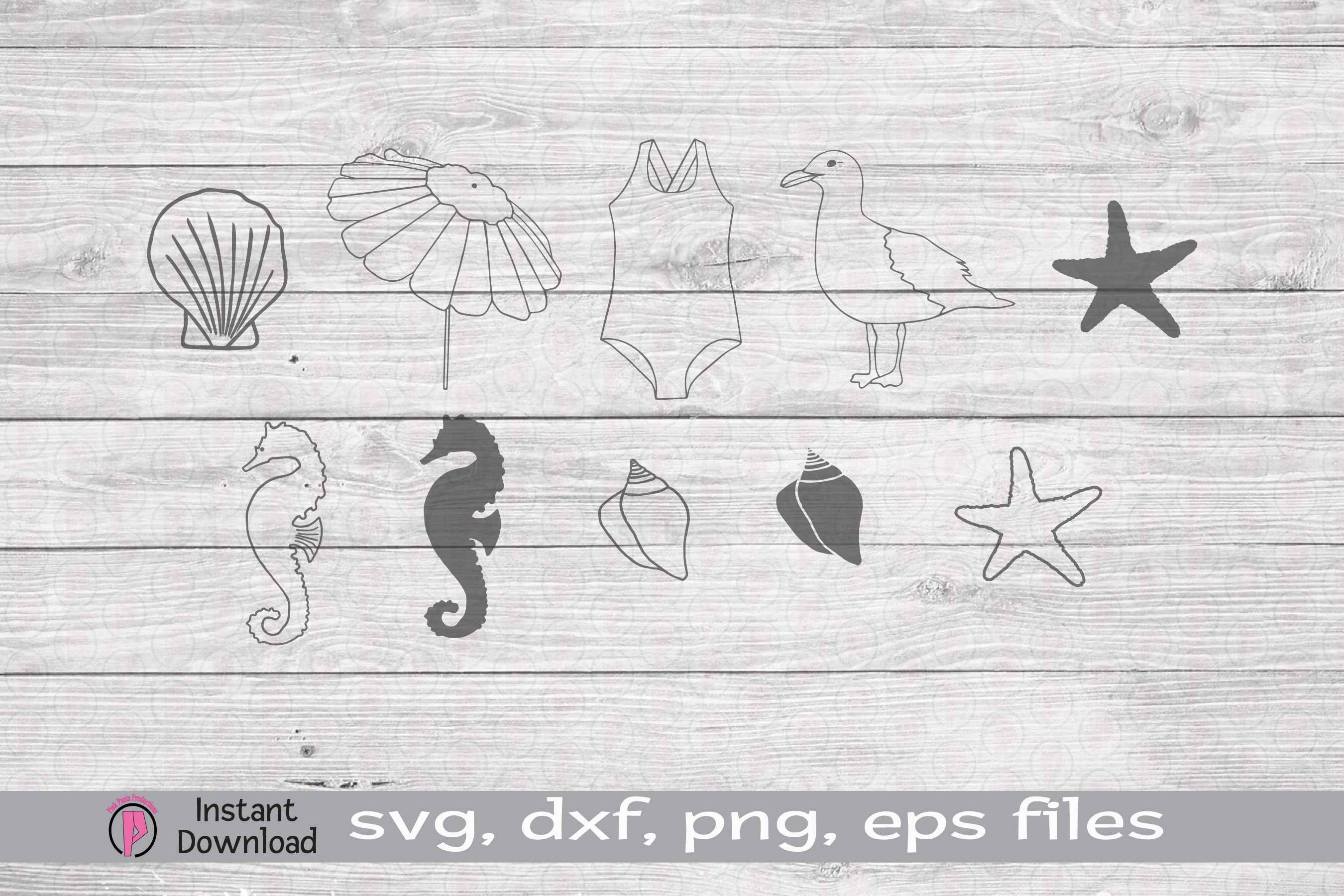 Summer Svg Summer Clip Art Shell Cut Files Seahorse Svg - Etsy