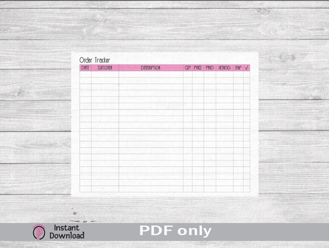 Pink Order Tracker, Printable Tracker, Business Orders, Order Log ...