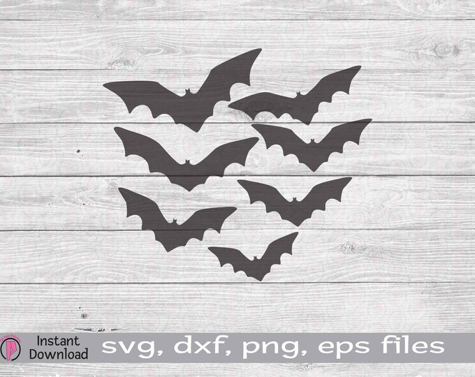 Halloween Bats SVG: Flying Bat Design, Bat Decal (PNG, Digital Download ...